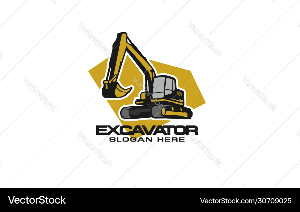Excavator logo template heavy equipment Royalty Free Vector