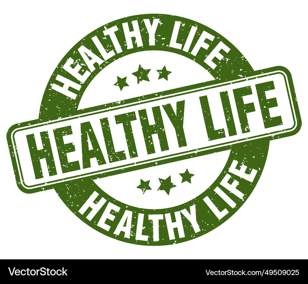Healthy life stamp label round Royalty Free Vector Image