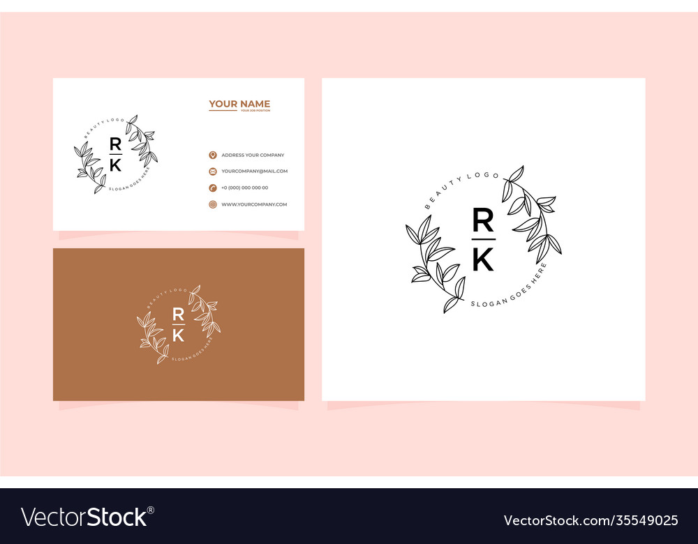 Initial rk letters beautiful floral feminine Vector Image