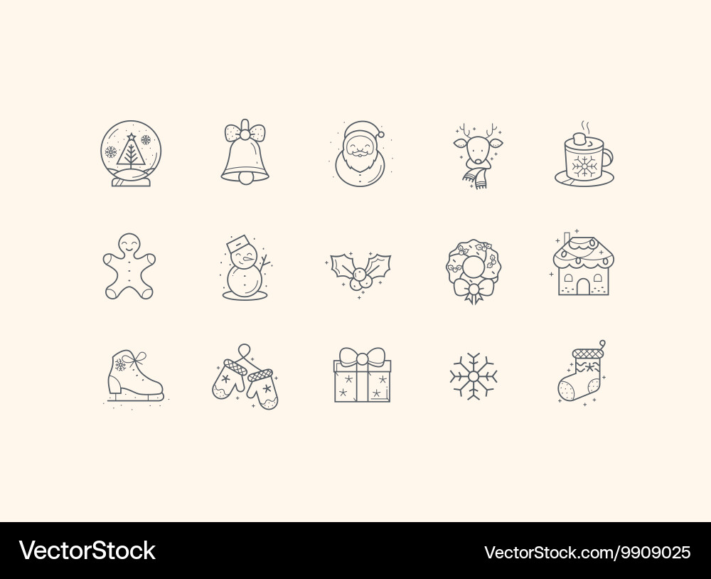 Merry christmas icon set Royalty Free Vector Image