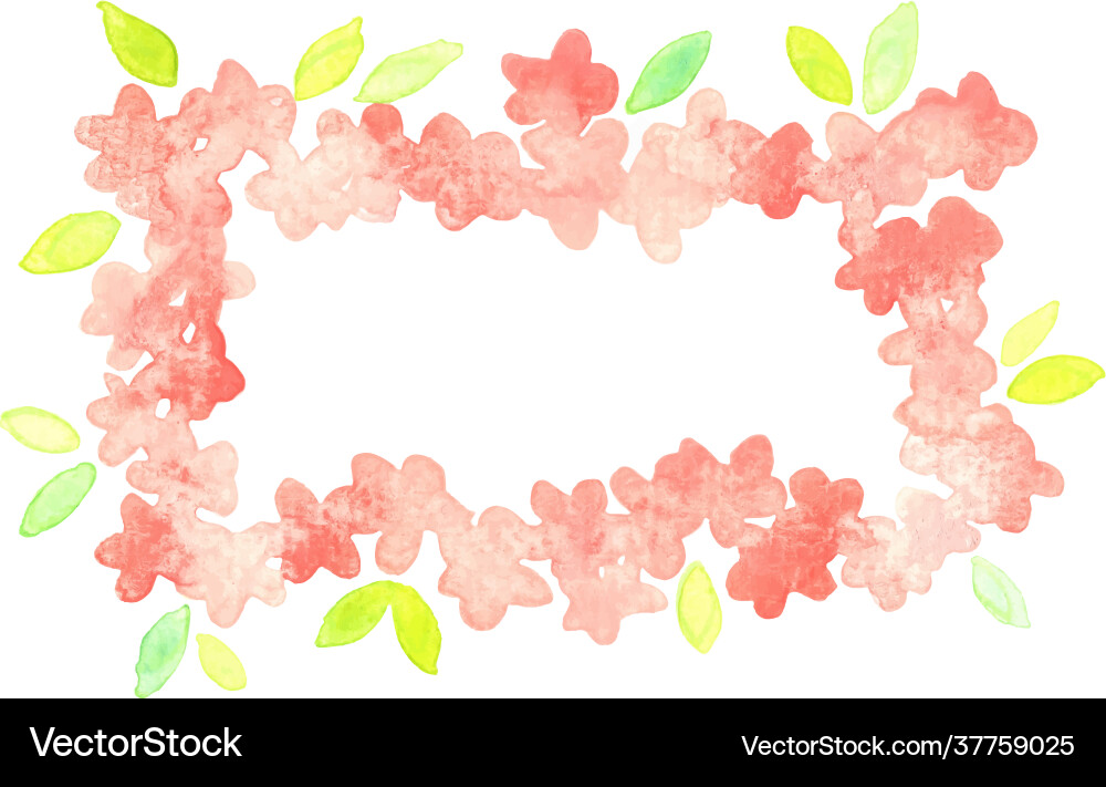 Pink flower rectangle wreath watercolor Royalty Free Vector