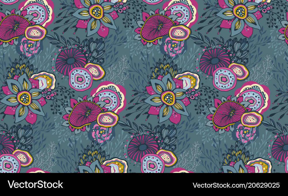 Seamless pattern with hand drawn floral fantasy Vector Image