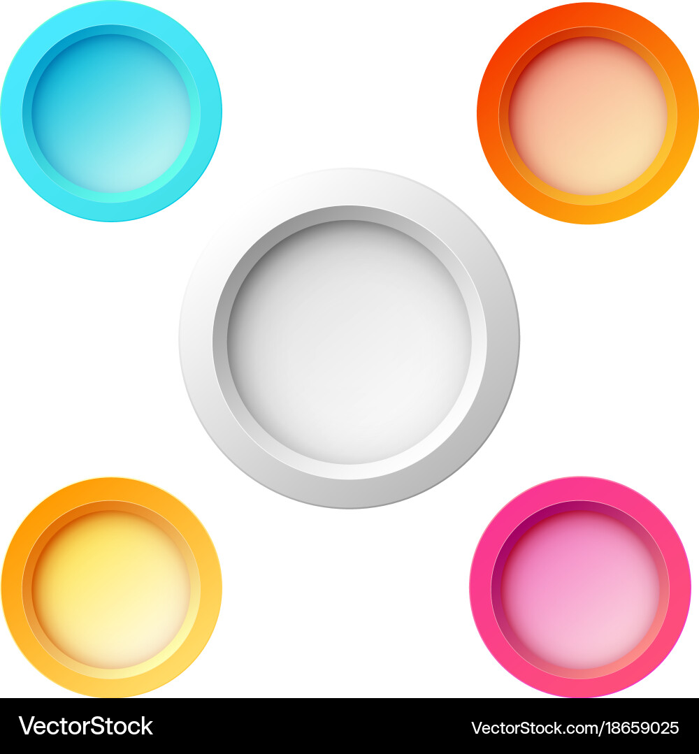 Set of five colorful buttons Royalty Free Vector Image