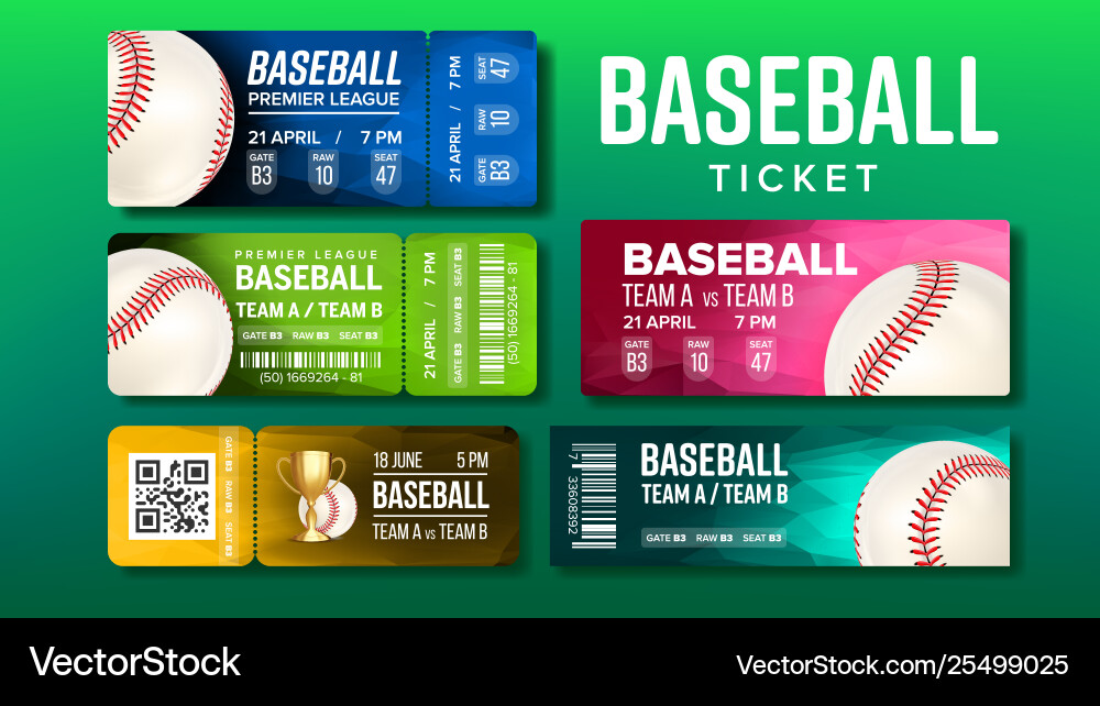 Stylish design baseball game tickets set Vector Image