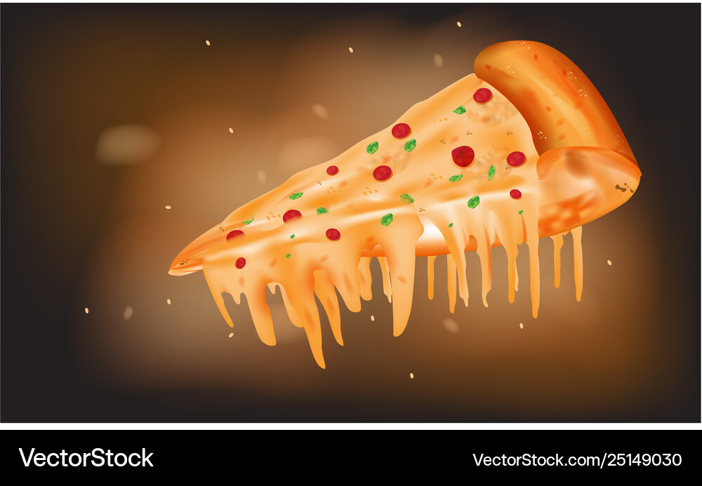3d realistic slice pizza with melted cheese Vector Image