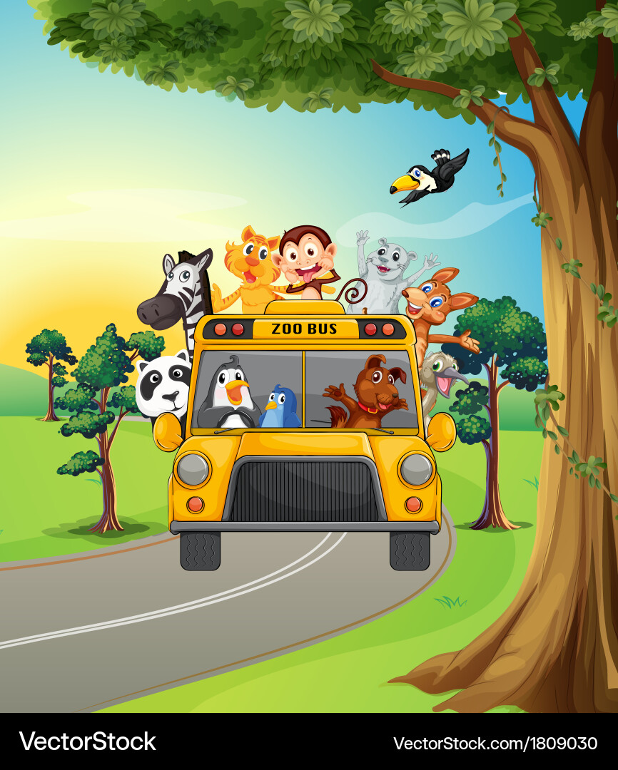 A group animals travelling Royalty Free Vector Image