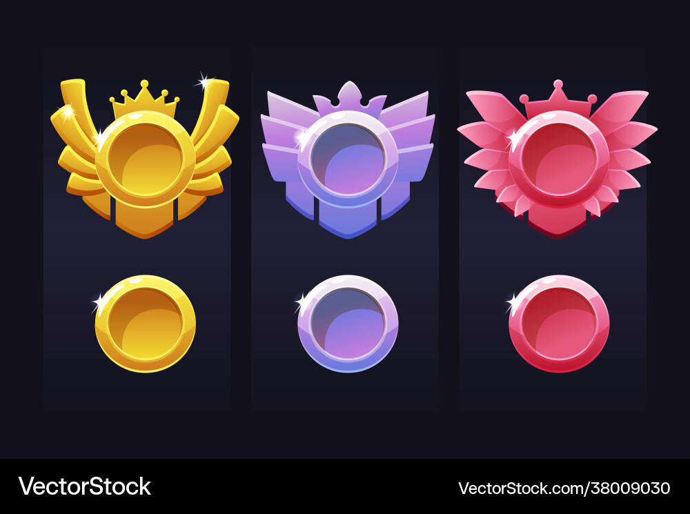 Achievement circle templates for game award Vector Image
