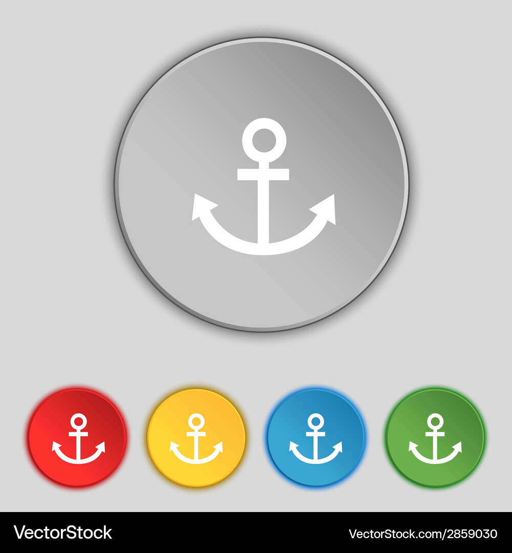 Anchor icon set colourful buttons sign Royalty Free Vector