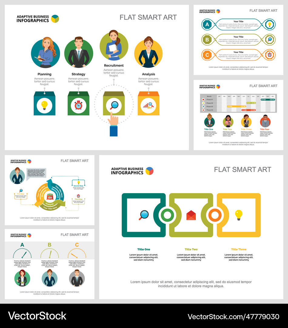 Colorful diagrams set for presentation slide Vector Image