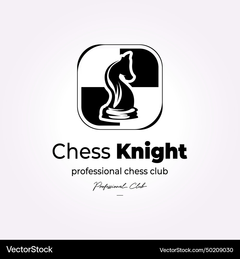 Minimalist emblem chess knight logo template Vector Image