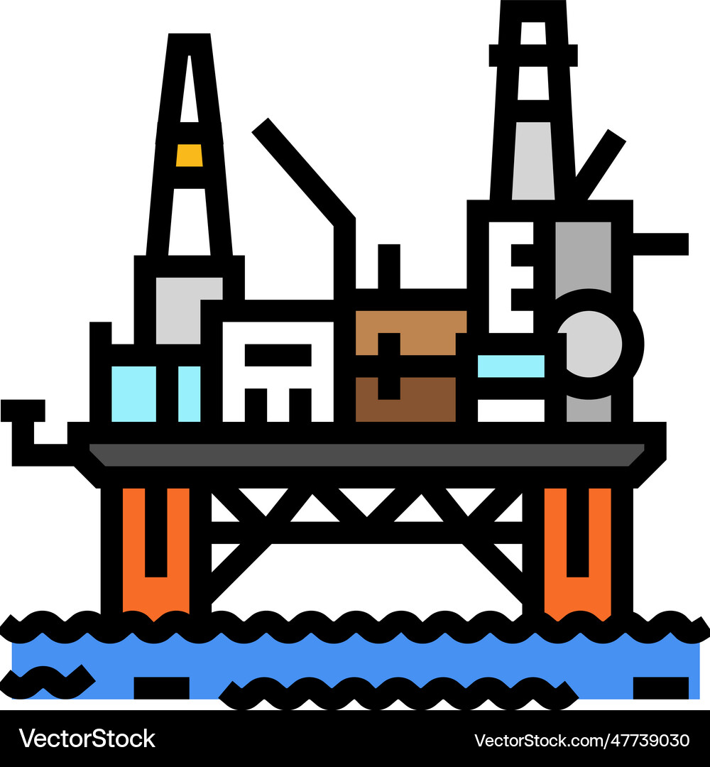 Oil rig platform petroleum engineer color icon Vector Image