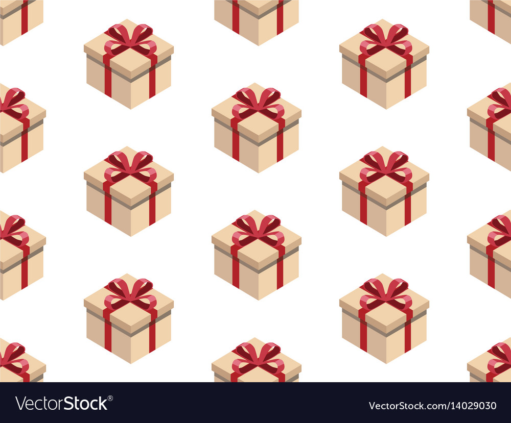 Present seamless pattern isometric gift box Vector Image