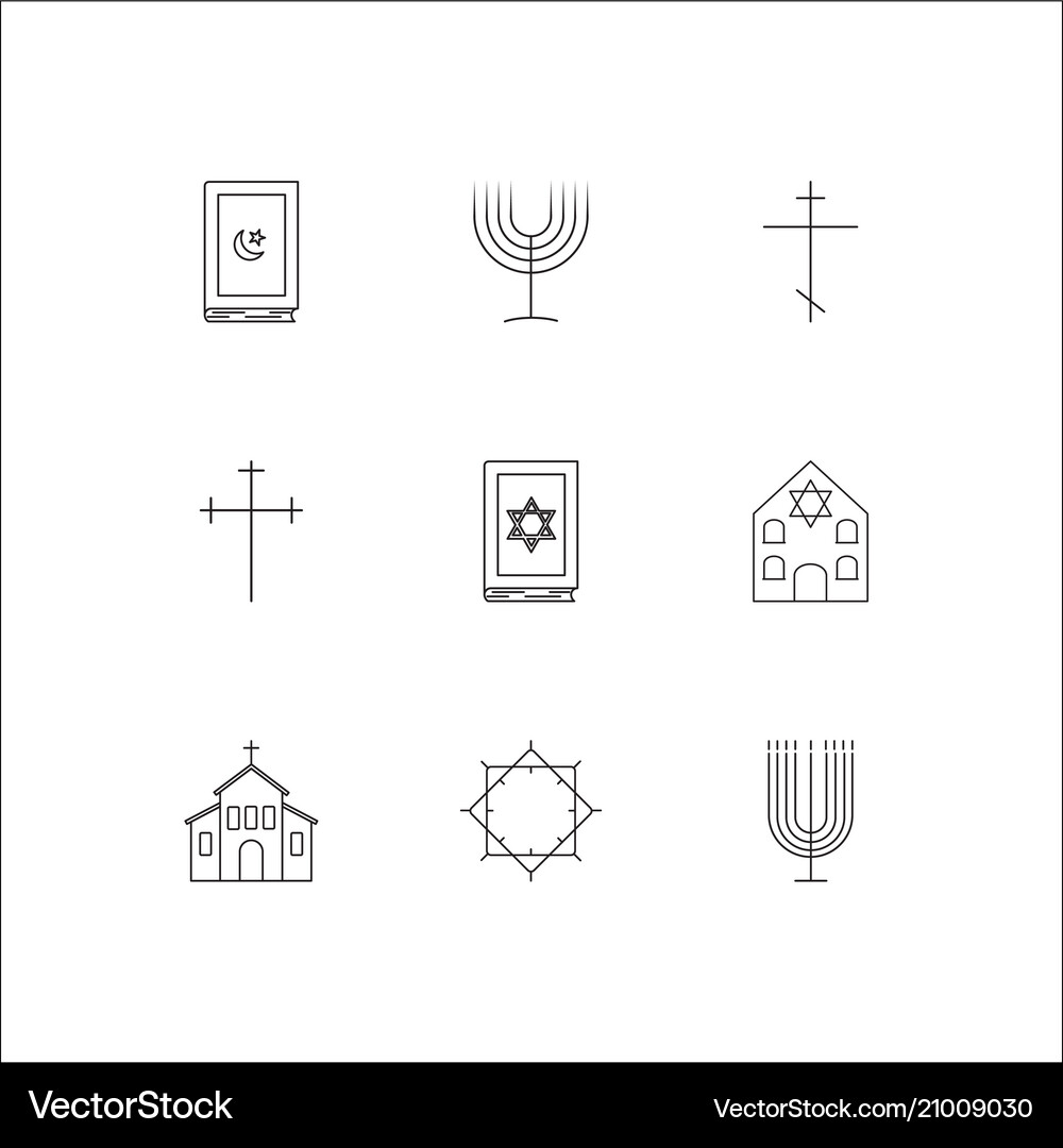 Religion outline icons set Royalty Free Vector Image
