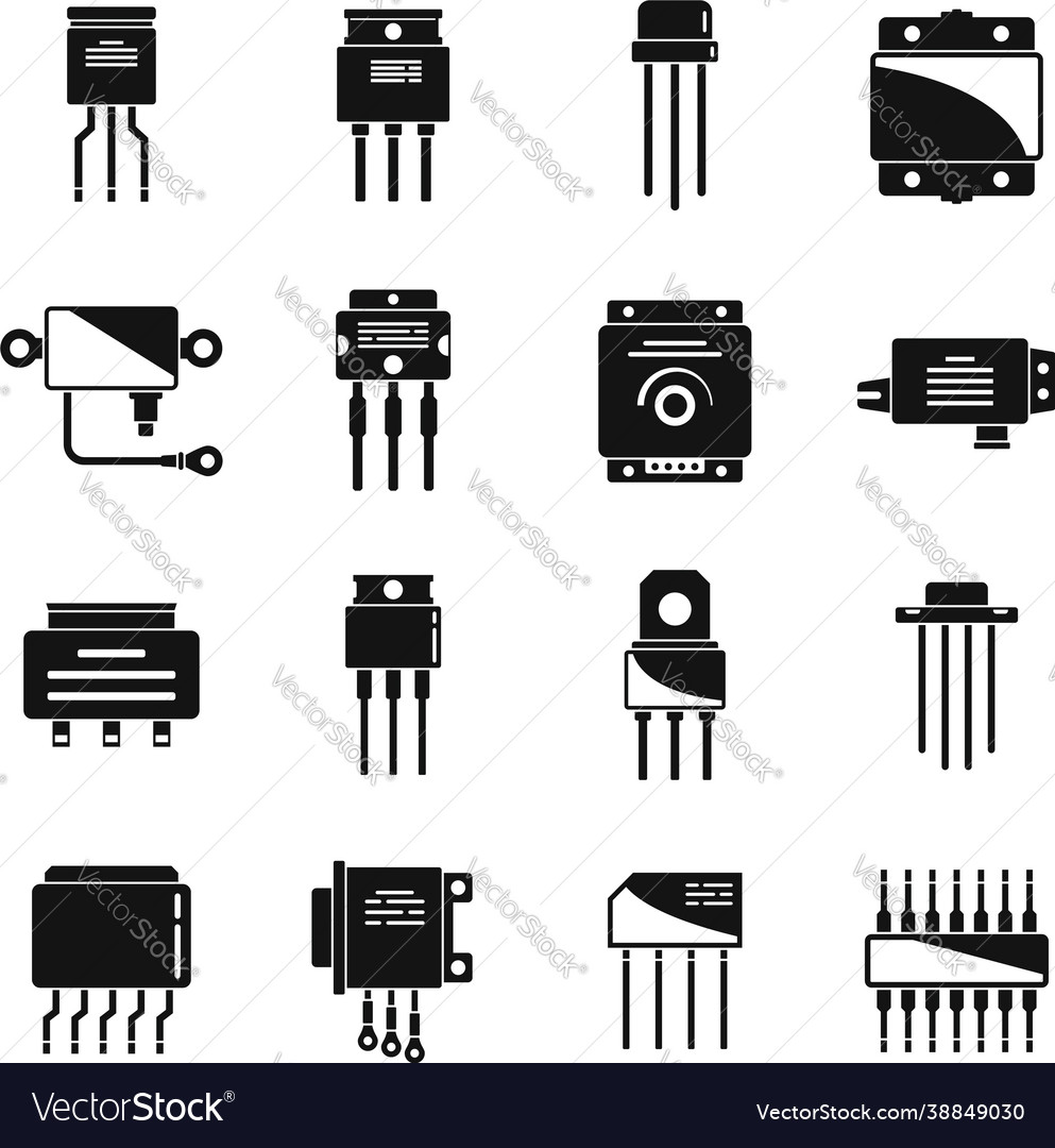 Voltage regulator icons set simple battery Vector Image Voltage regulator icons set simple battery Vector Image