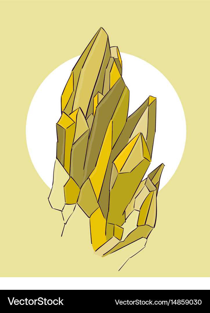 Yellow crystals on a beige background eps 8 Vector Image