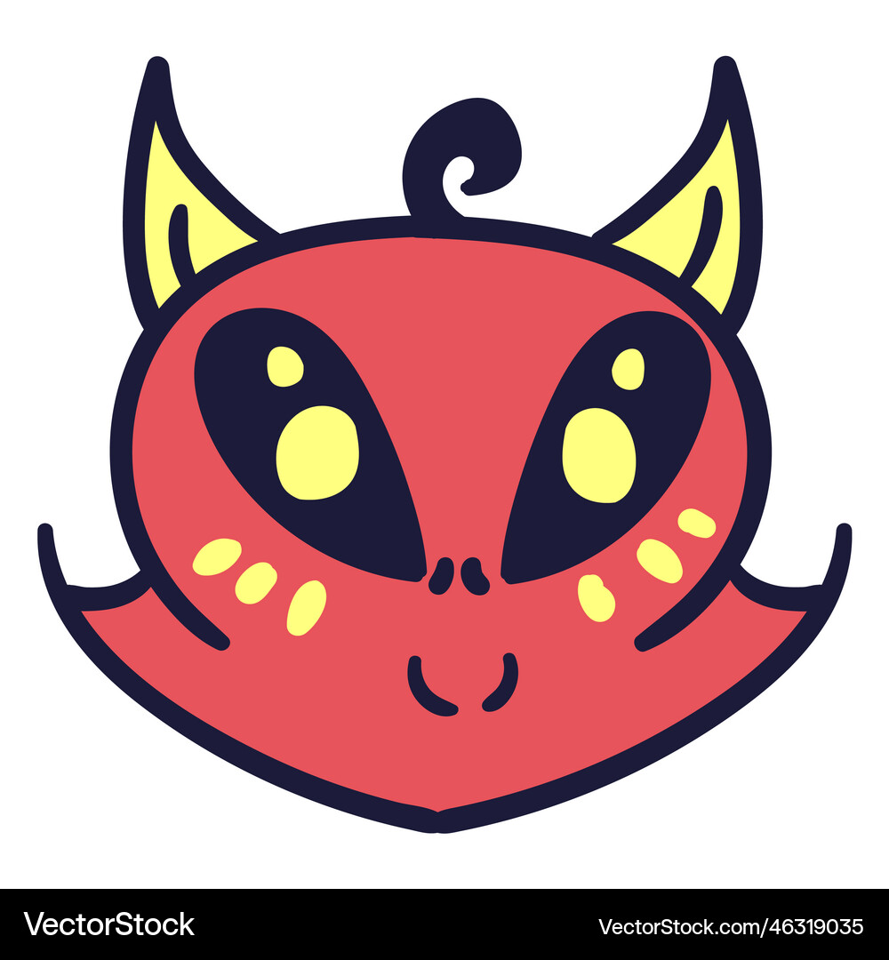 Aliens head happy tuft colorful stroke Royalty Free Vector