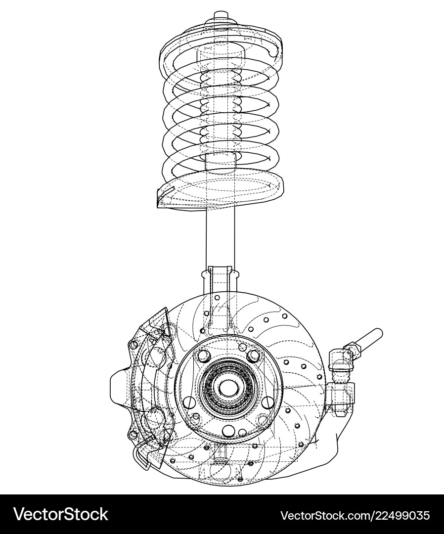 Car suspension with shock absorber Royalty Free Vector Image