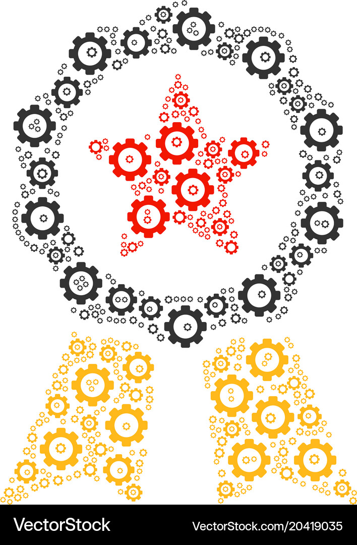 Certificate seal collage of cog Royalty Free Vector Image