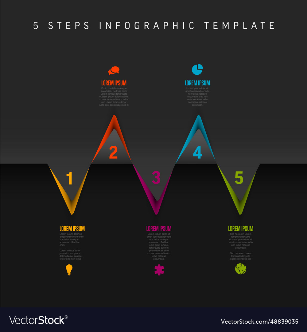 Five dark horizontal corner steps elements Vector Image