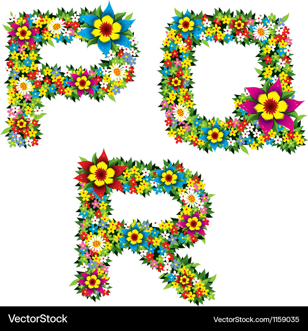Flower and bush letters 06 Royalty Free Vector Image