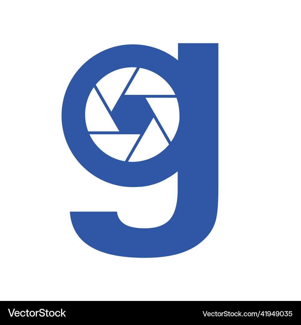 Initial letter g photography logo camera lens Vector Image