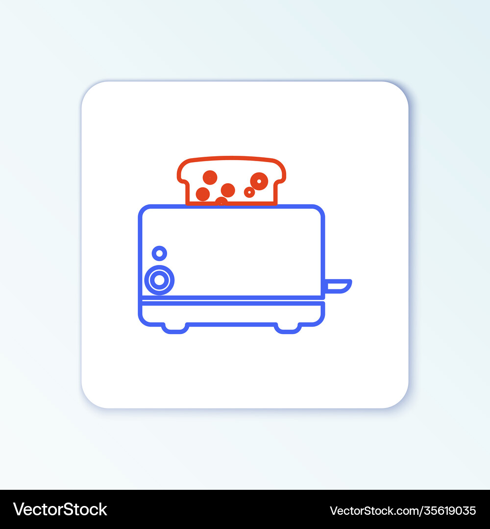 Line toaster with toasts icon isolated on white Vector Image