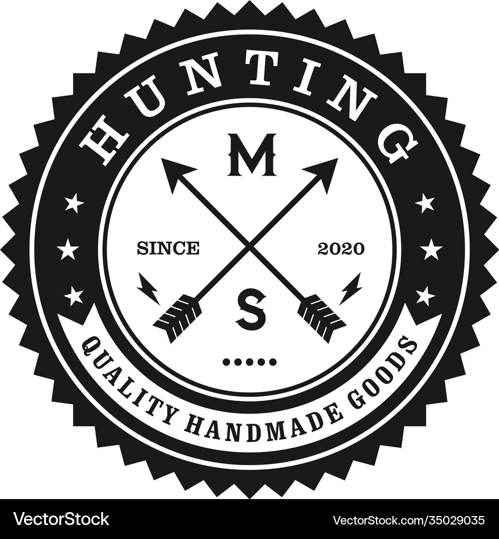 Logo for hunting with arrow elements outdoor Vector Image