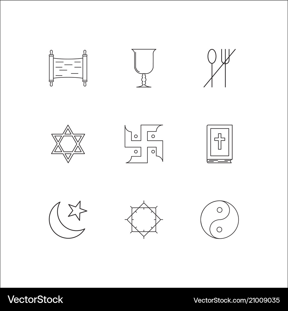 Religion outline icons set Royalty Free Vector Image