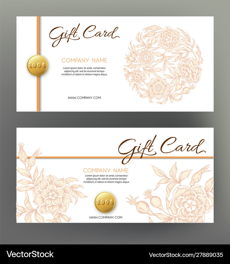 Roses gift voucher graphic drawing Royalty Free Vector Image