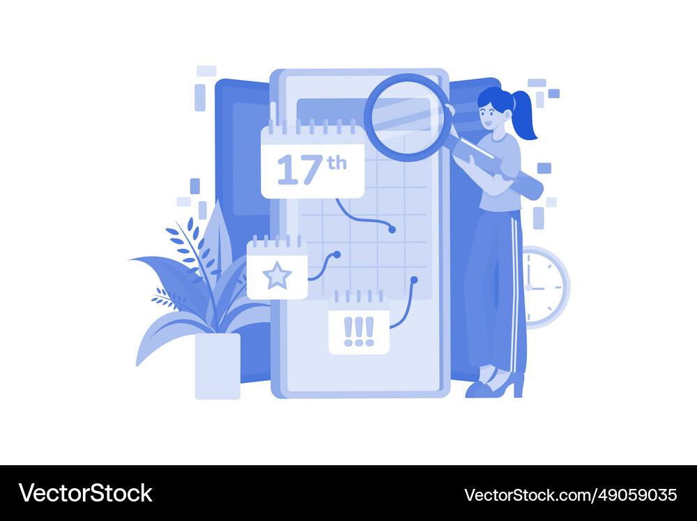 Woman looking at the appointment Royalty Free Vector Image