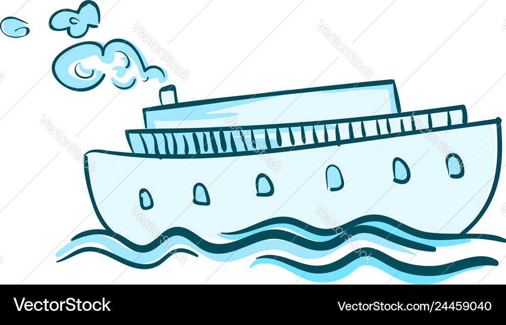 A blue steam ship or color Royalty Free Vector Image