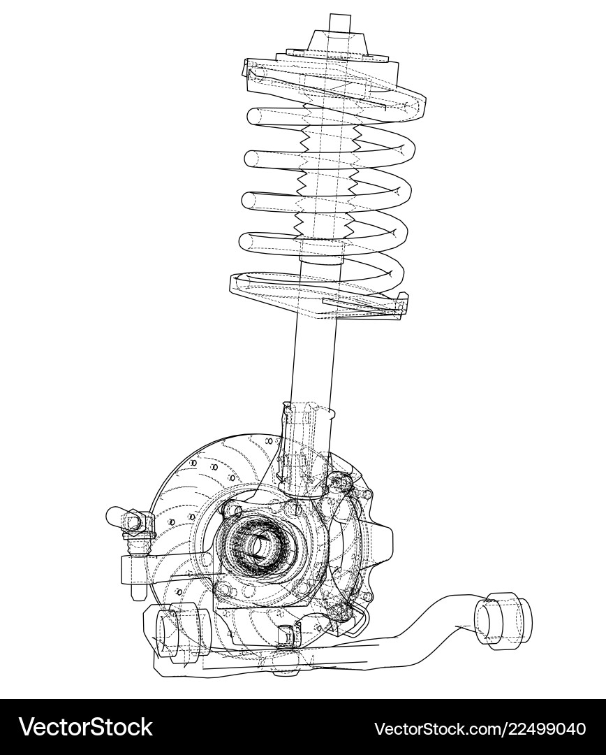 Car suspension with shock absorber Royalty Free Vector Image