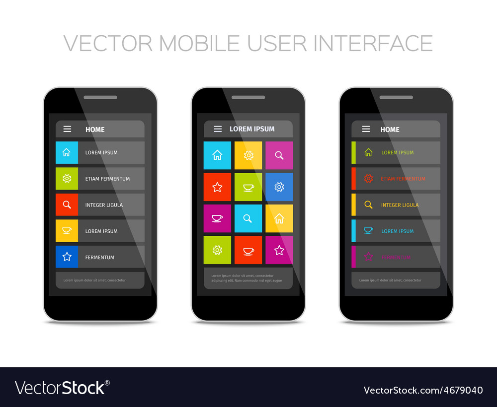 Colorful mobile user interface design Royalty Free Vector Colorful mobile user interface design Royalty Free Vector