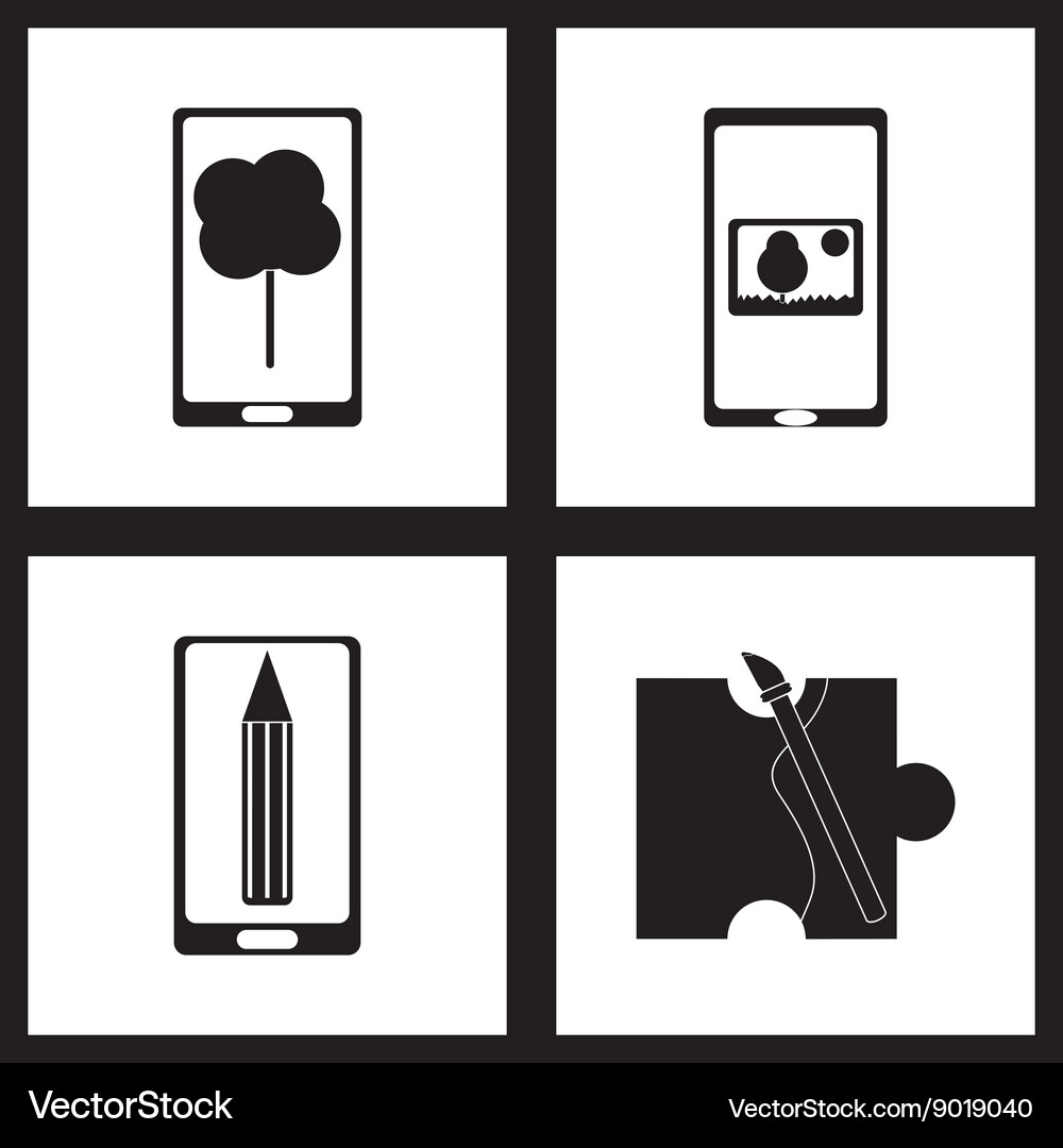 Concept flat icons in black and white mobile Vector Image