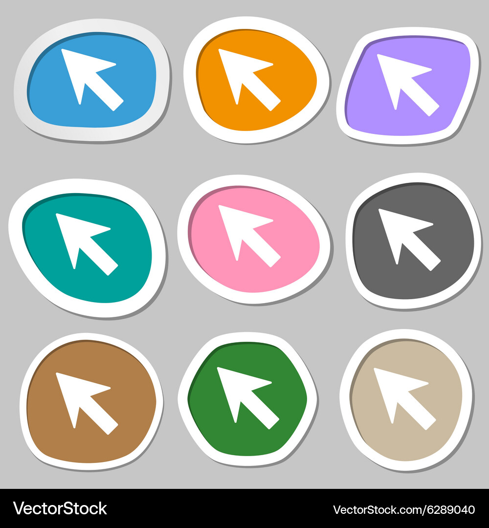 Cursor arrow icon sign multicolored paper stickers