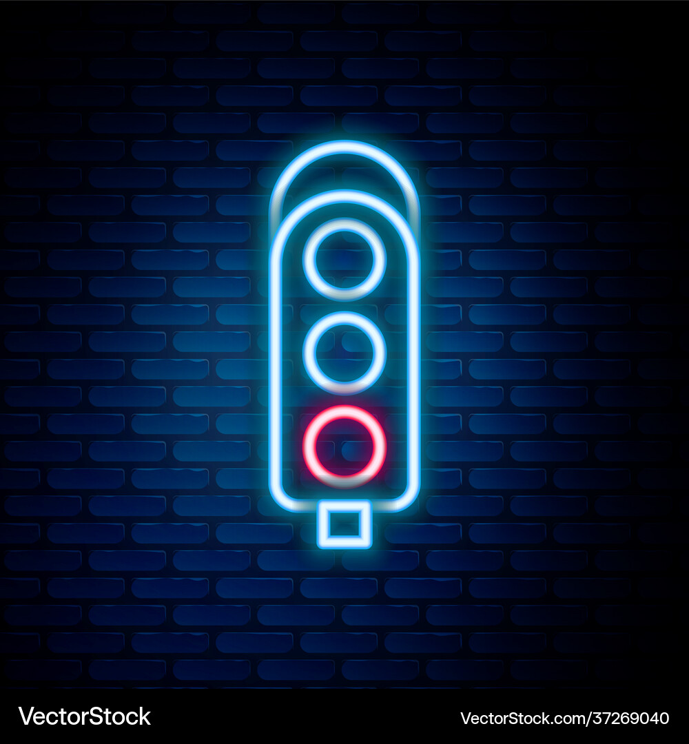 Glowing neon line traffic light icon isolated Vector Image