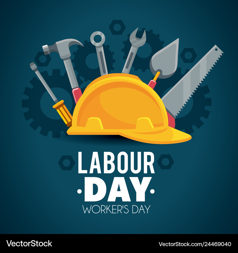 Helmet with construction tools to labour holiday Vector Image