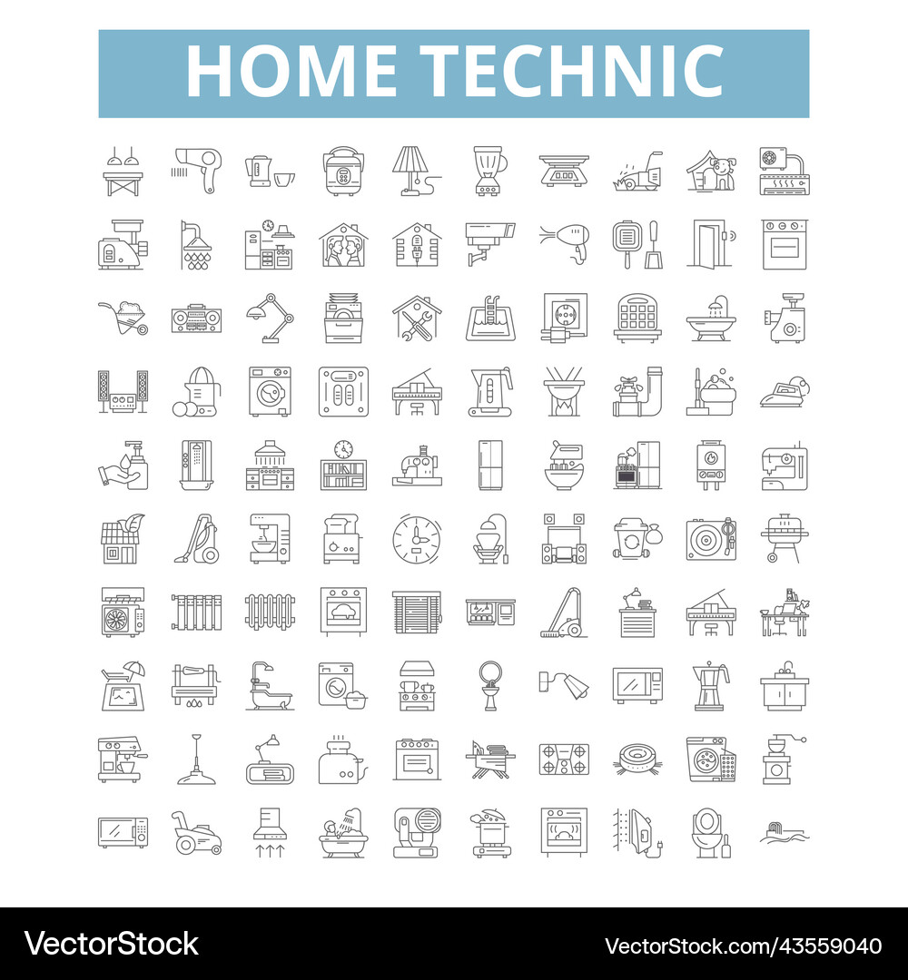 Home technic icons line symbols web signs Vector Image
