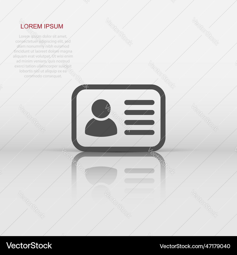 Id card icon in flat style identity badge Vector Image