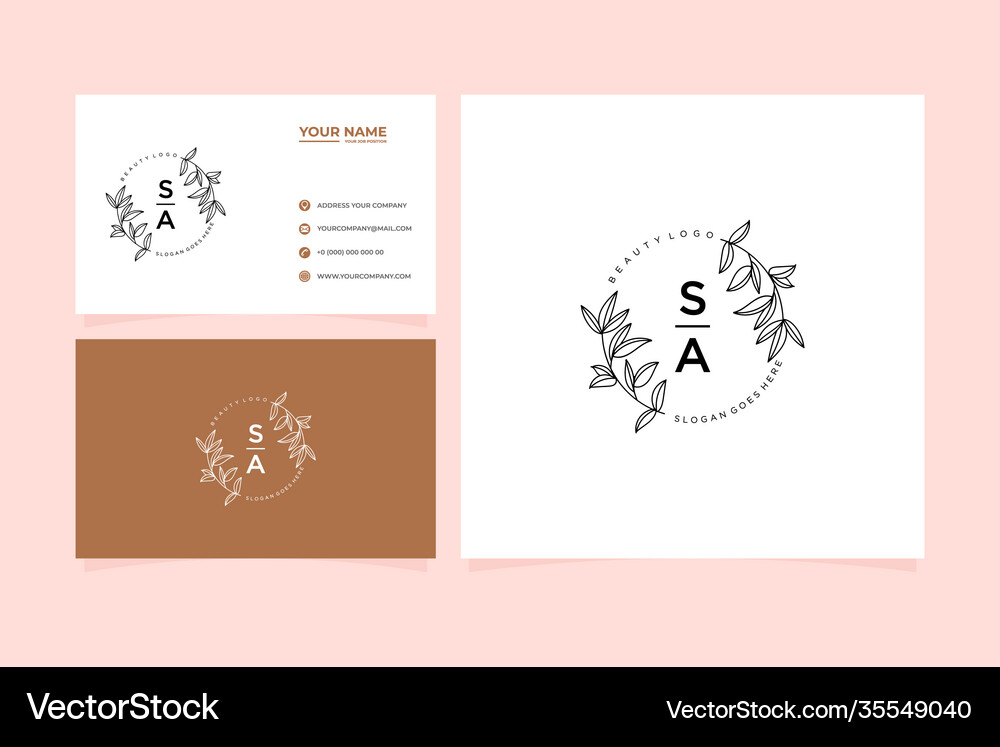 Initial sa letters beautiful floral feminine Vector Image