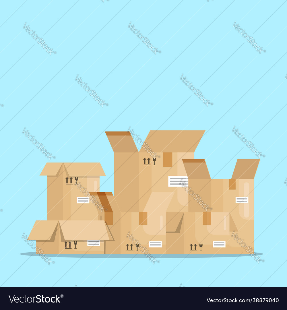 Open blank parcel boxes Royalty Free Vector Image
