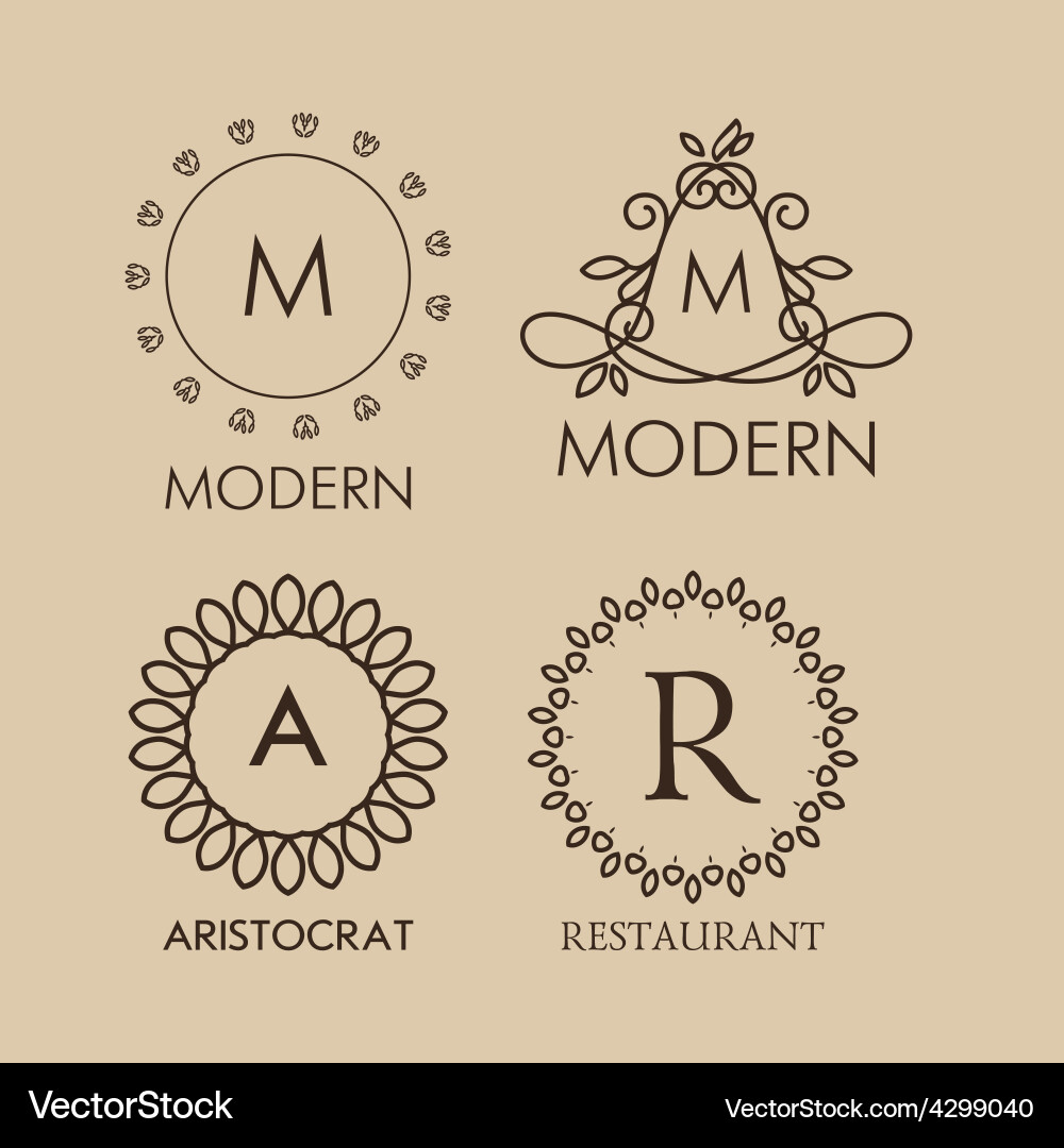 Set of luxury simple and elegant monogram Vector Image