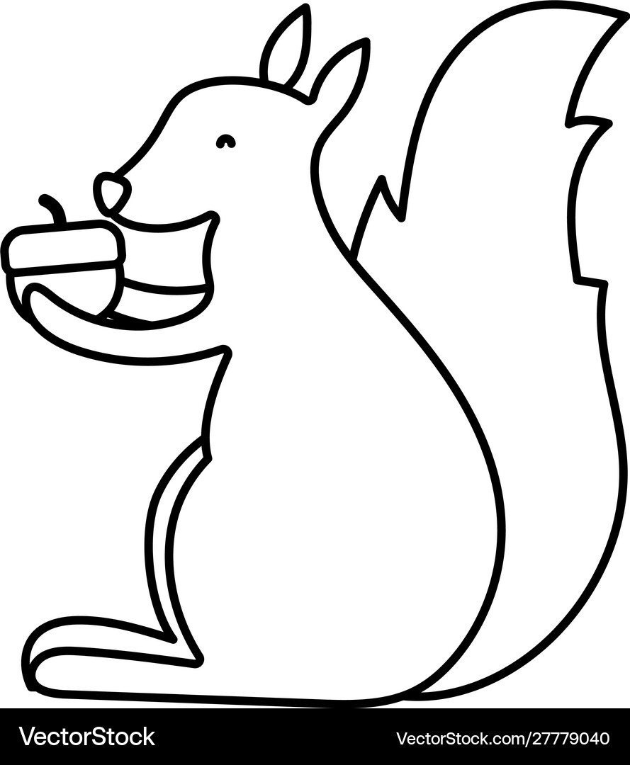 Squirrel holding acorn hello autumn design icon Vector Image