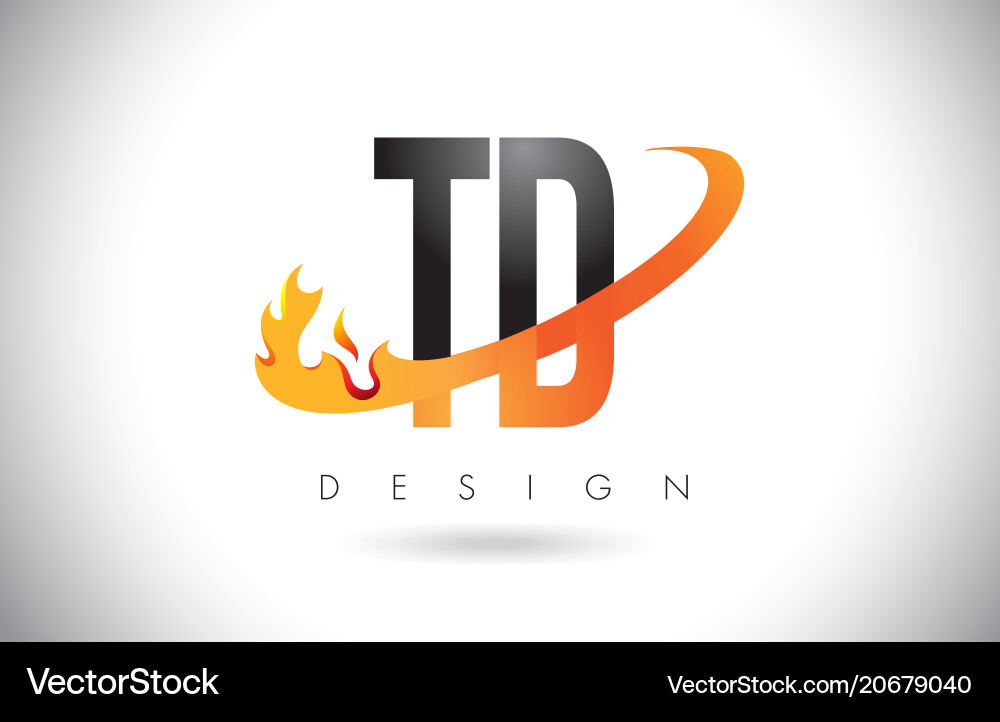 Td t d letter logo with fire flames design Vector Image