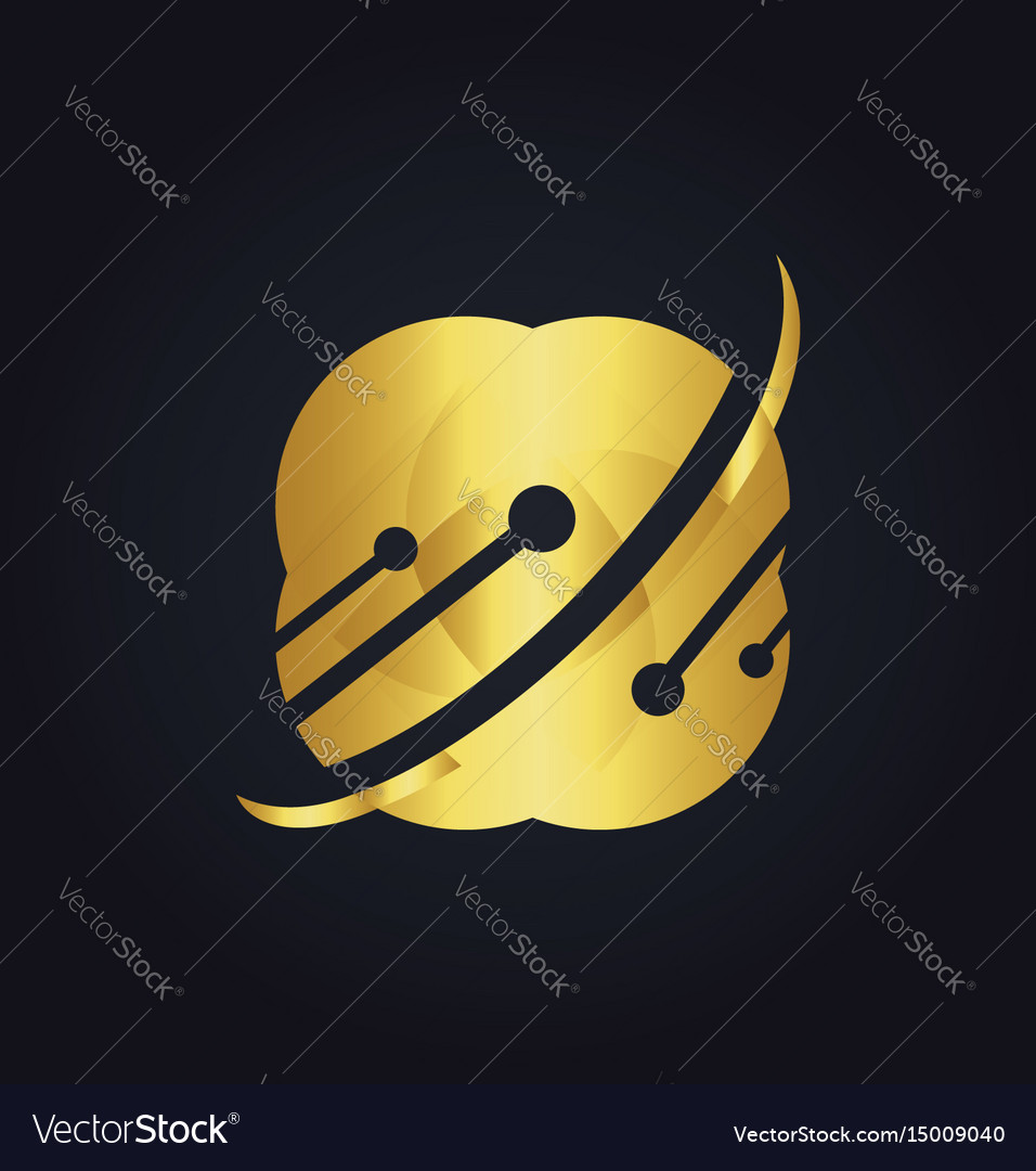 Technology data science gold logo Royalty Free Vector Image