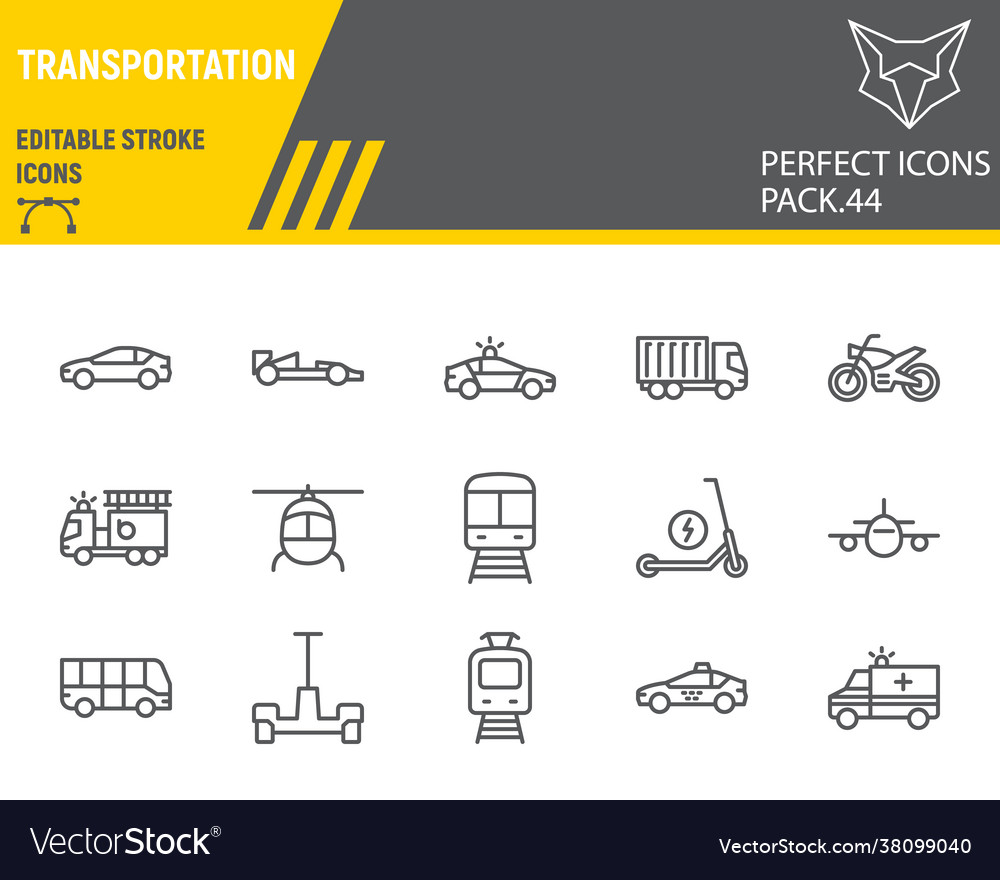 Transportation line icon set Royalty Free Vector Image