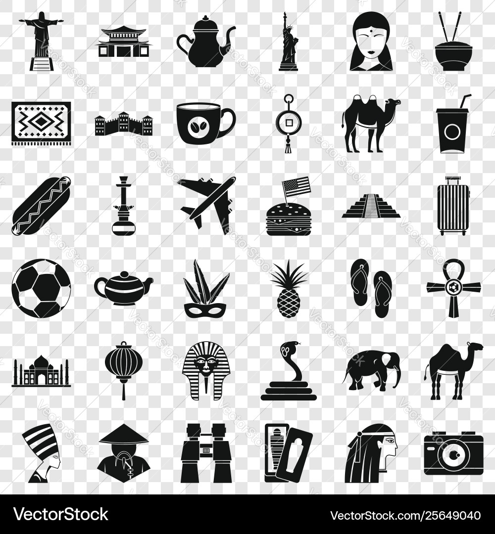 Travel icons set simple style Royalty Free Vector Image