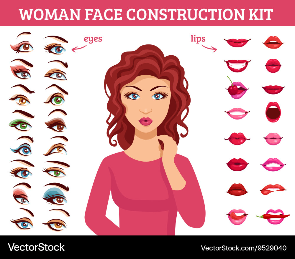 Woman face construction kit Royalty Free Vector Image
