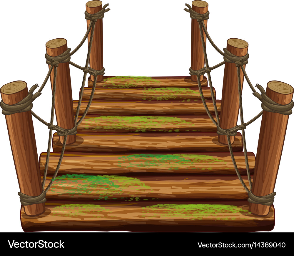 Wooden bridge with green moss Royalty Free Vector Image
