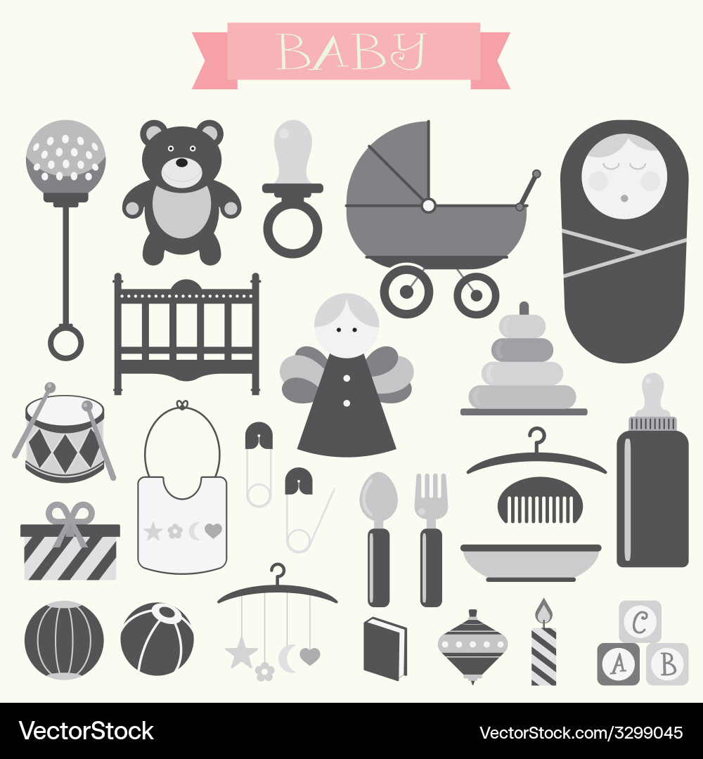 Babies and baby products Royalty Free Vector Image